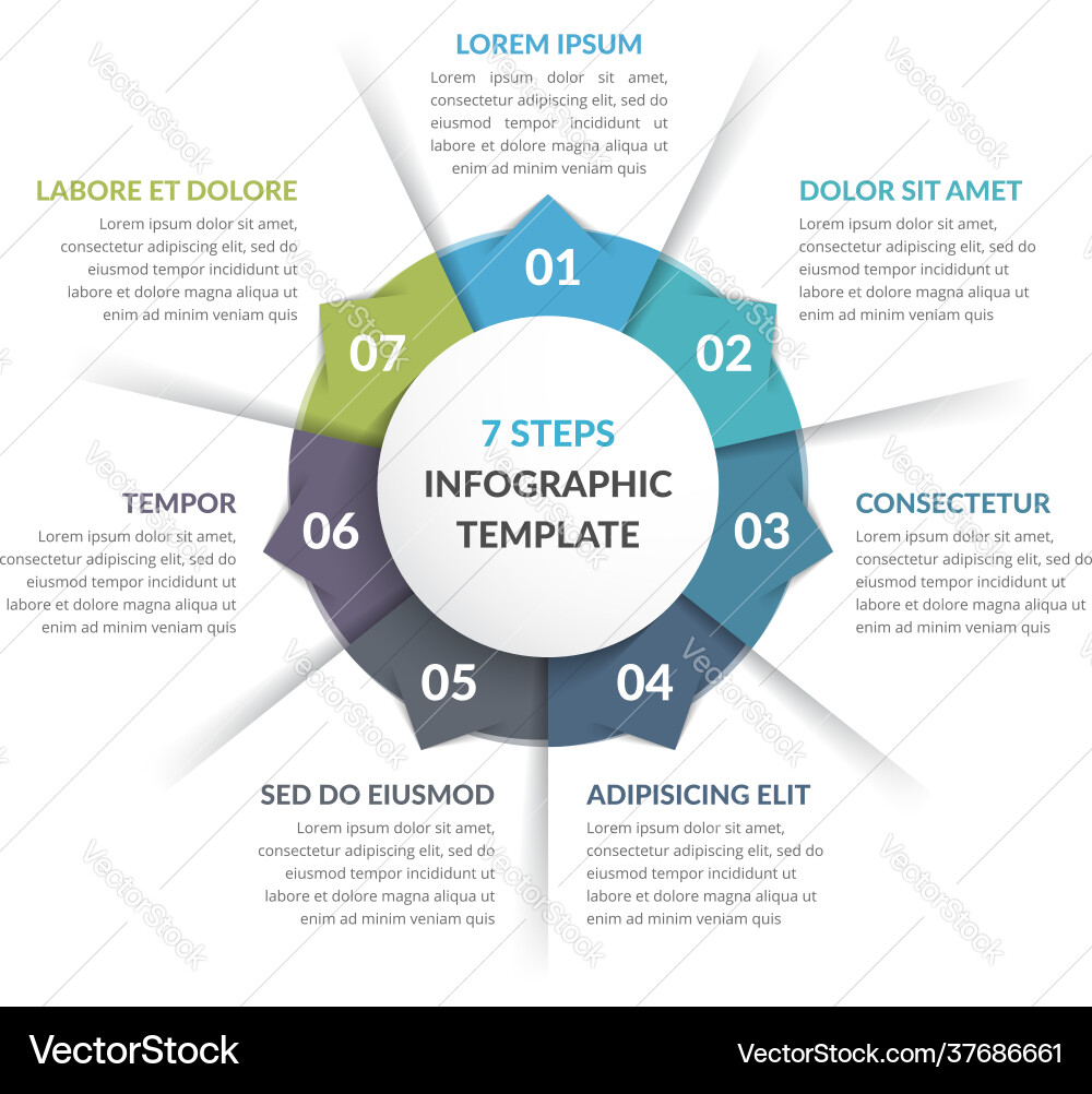 Circle infographics - seven elements Royalty Free Vector