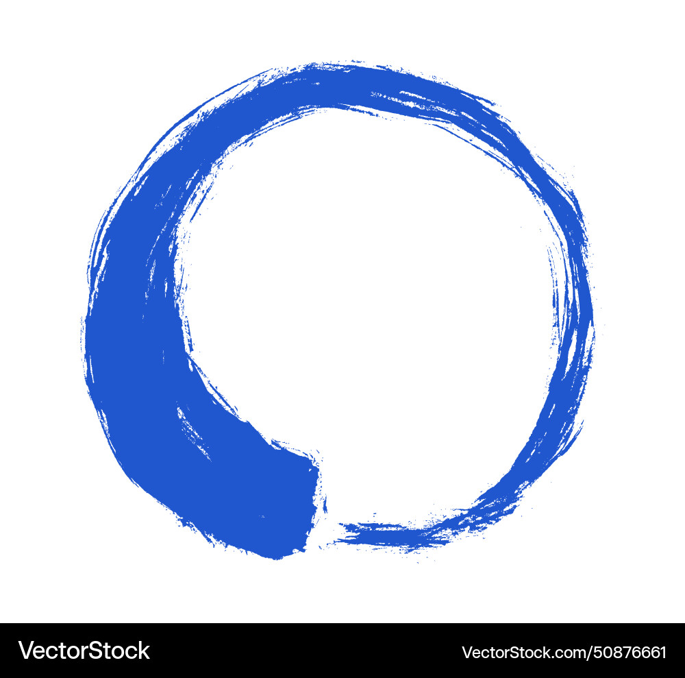 Enso zen blue circle round ink brush stroke Vector Image