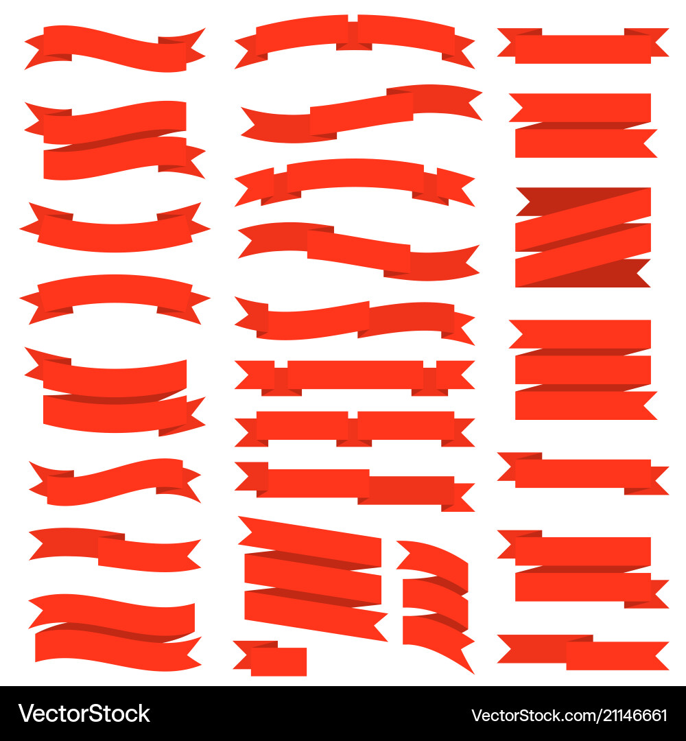 Red Ribbons and Banners Set Royalty Free Vector Image