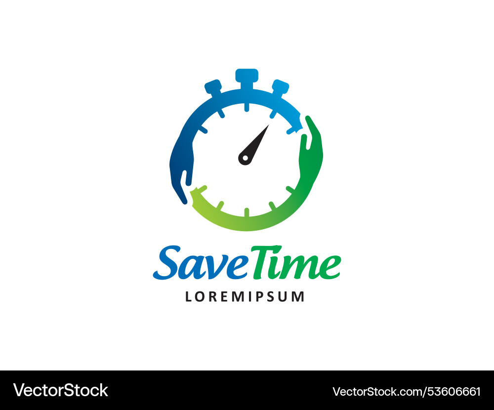 Save time and hand clock logo symbol or icon templ