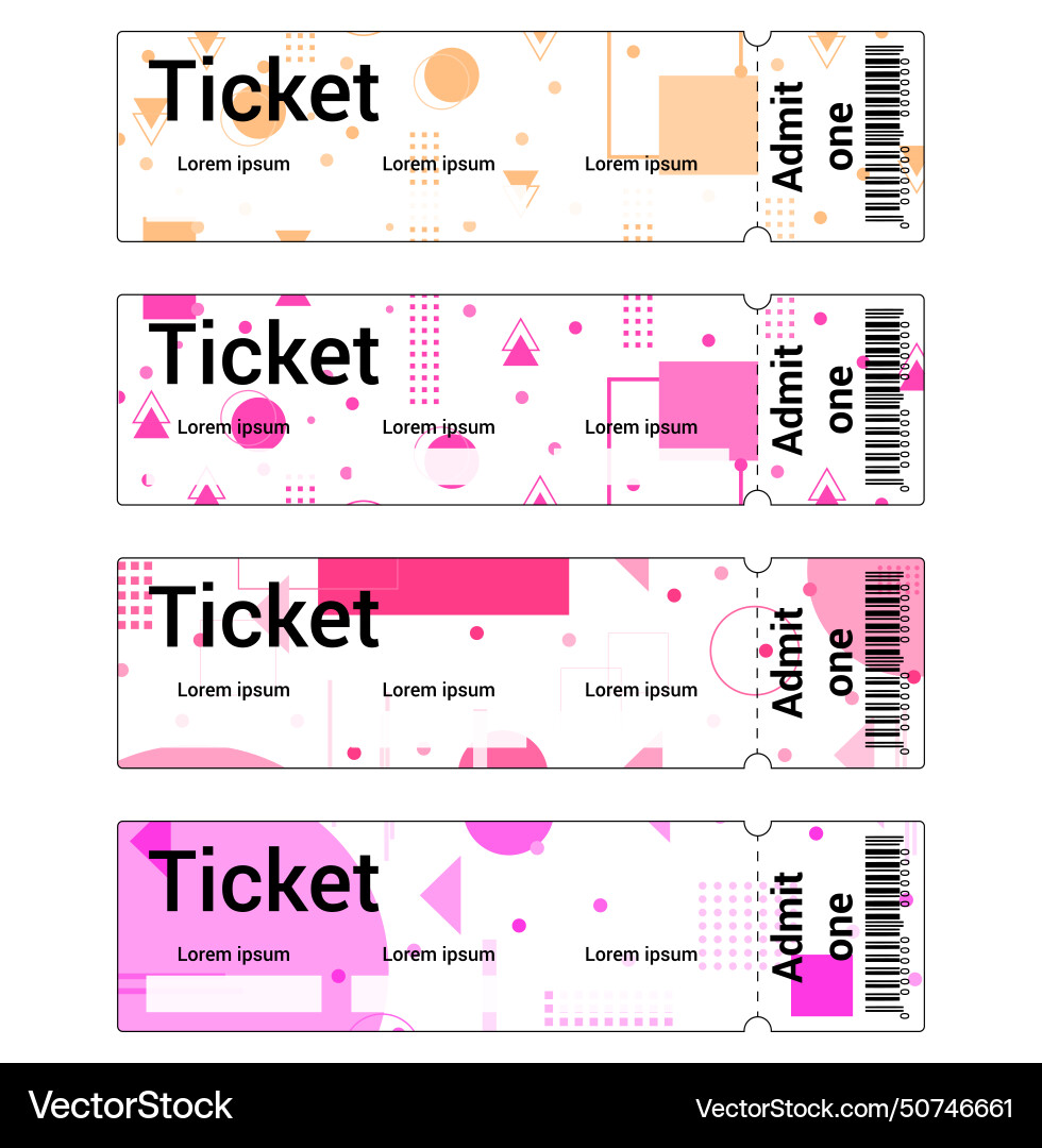 Tickets for events entry coupons Royalty Free Vector Image