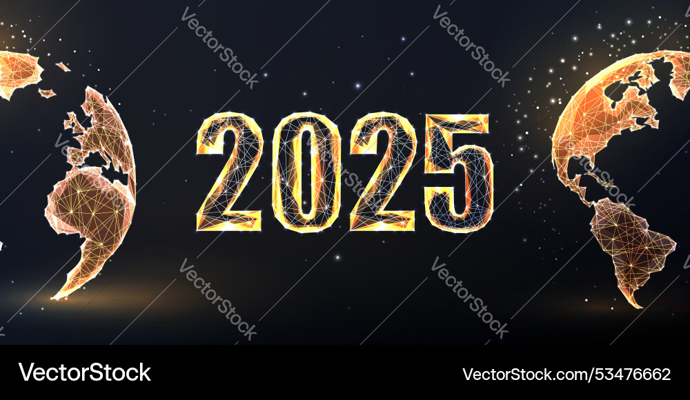 2025 new year concept with gold digits Royalty Free Vector
