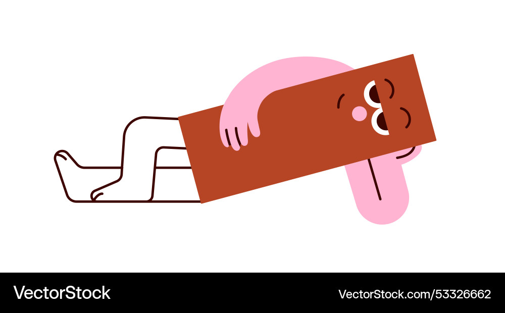 Geometric character funny rectangle figure lying Vector Image