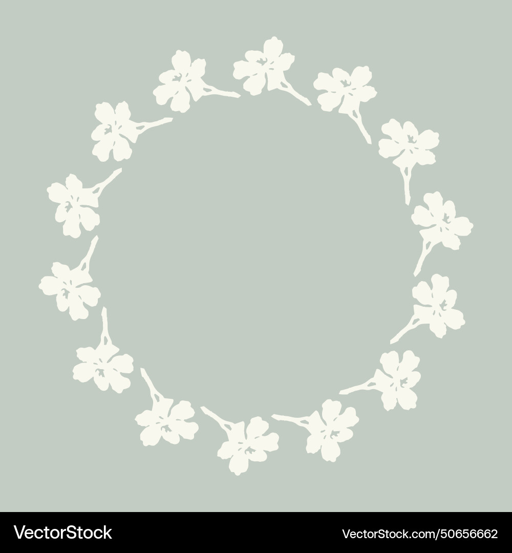 Handmade linocut organic wreath Royalty Free Vector Image
