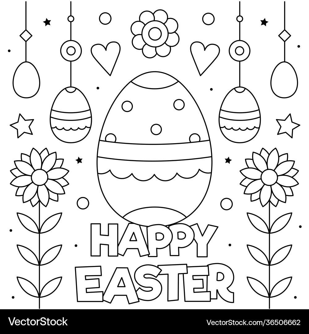 Happy easter coloring page Royalty Free Vector Image
