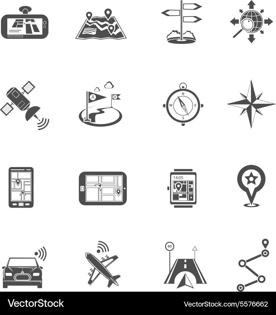 Navigation Icon Set - Maps & Routes Royalty Free Vector