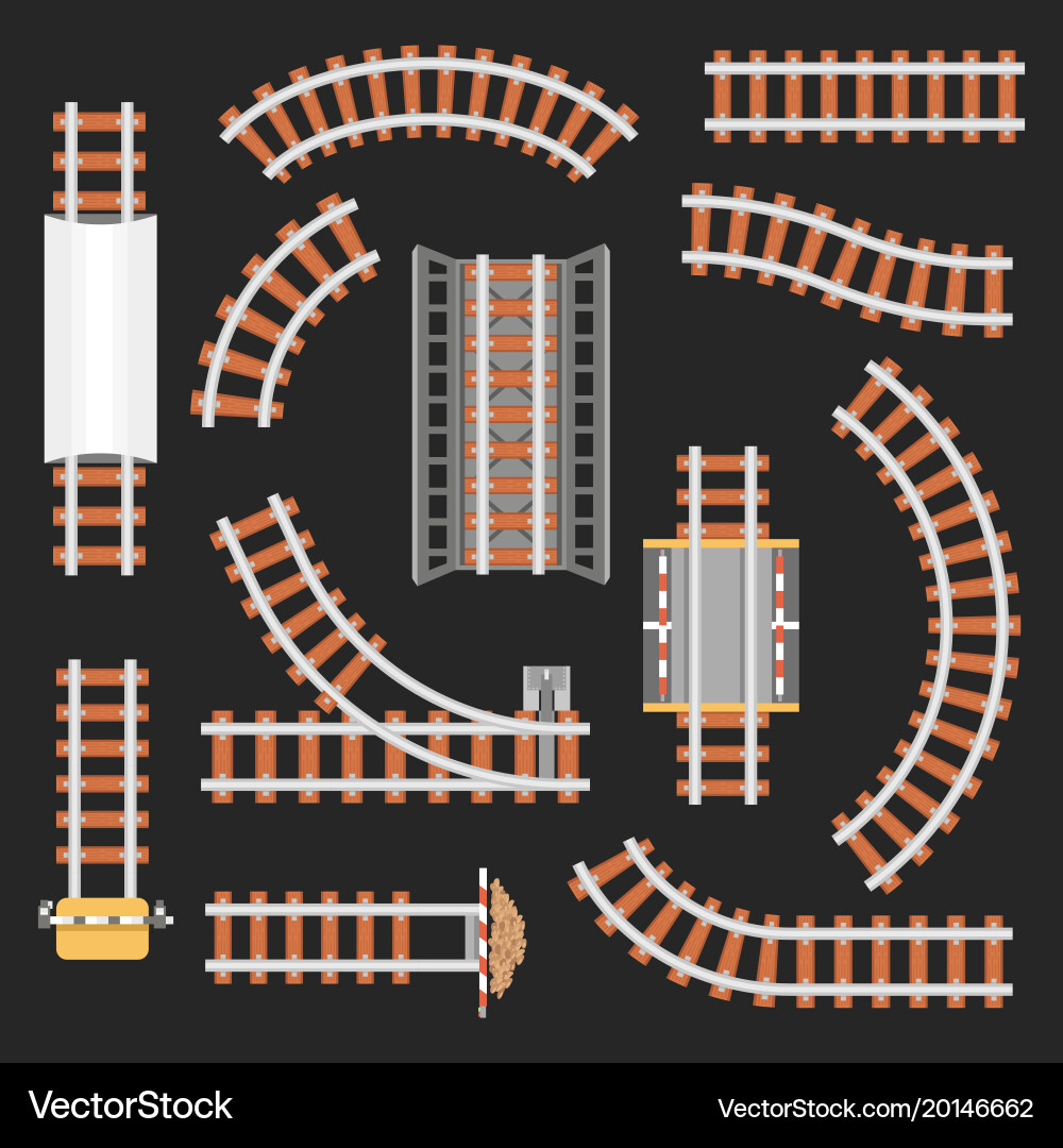 Rail or railroad railway top view Royalty Free Vector Image