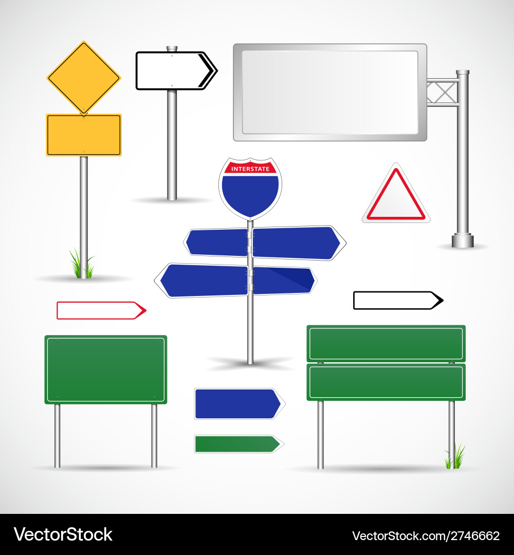 Road signs template Royalty Free Vector Image - VectorStock