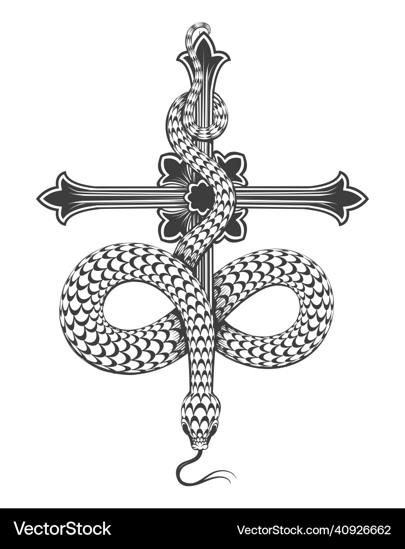 Snake on a Cross - Religious Symbol Royalty Free Vector