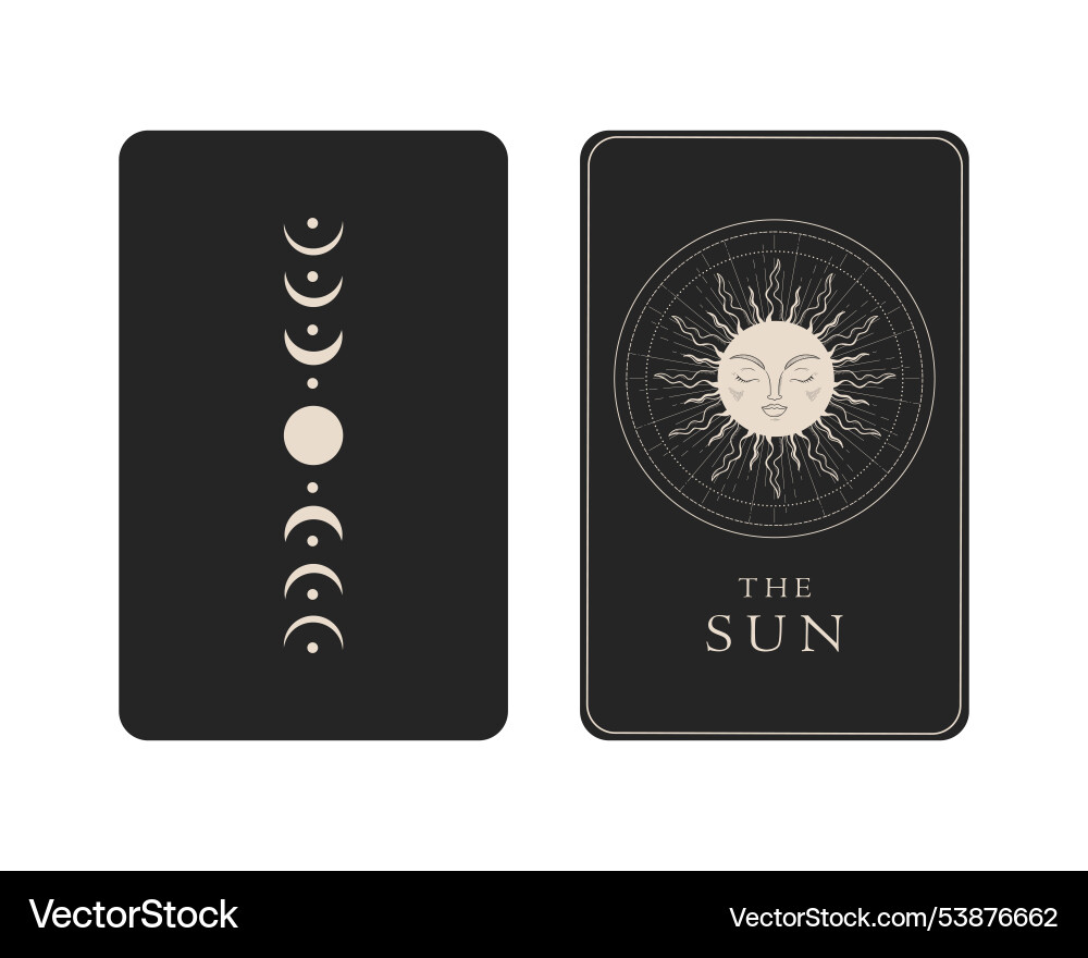 Tarot card with reverse side the sun major arcana Vector Image