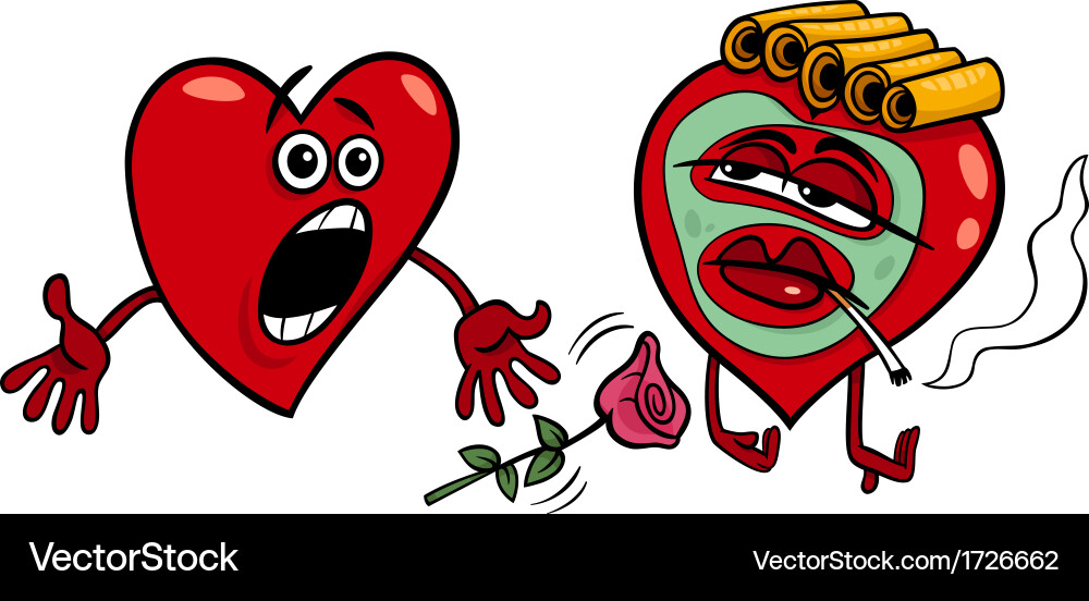 Two hearts cartoon Royalty Free Vector Image - VectorStock