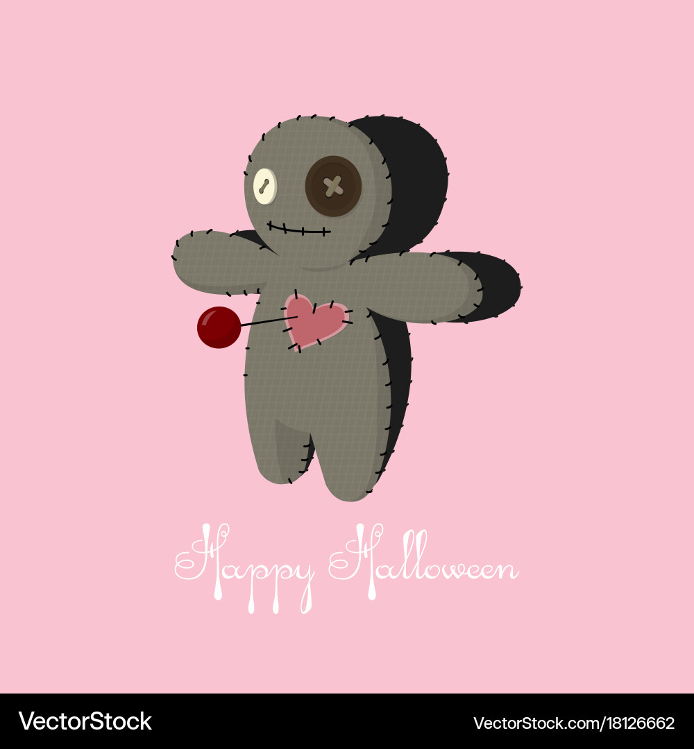 Voodoo doll cartoon horror elements spooky fear Vector Image
