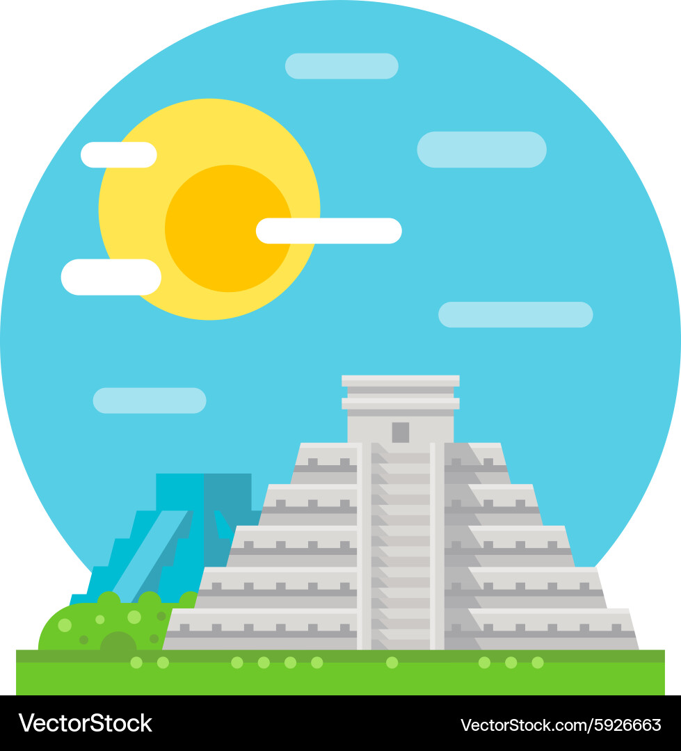 Chichen itza flat design landmark Royalty Free Vector Image
