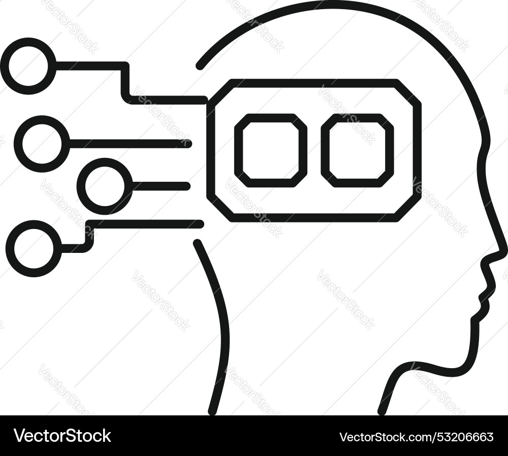 Human head profile with a cpu processing Vector Image