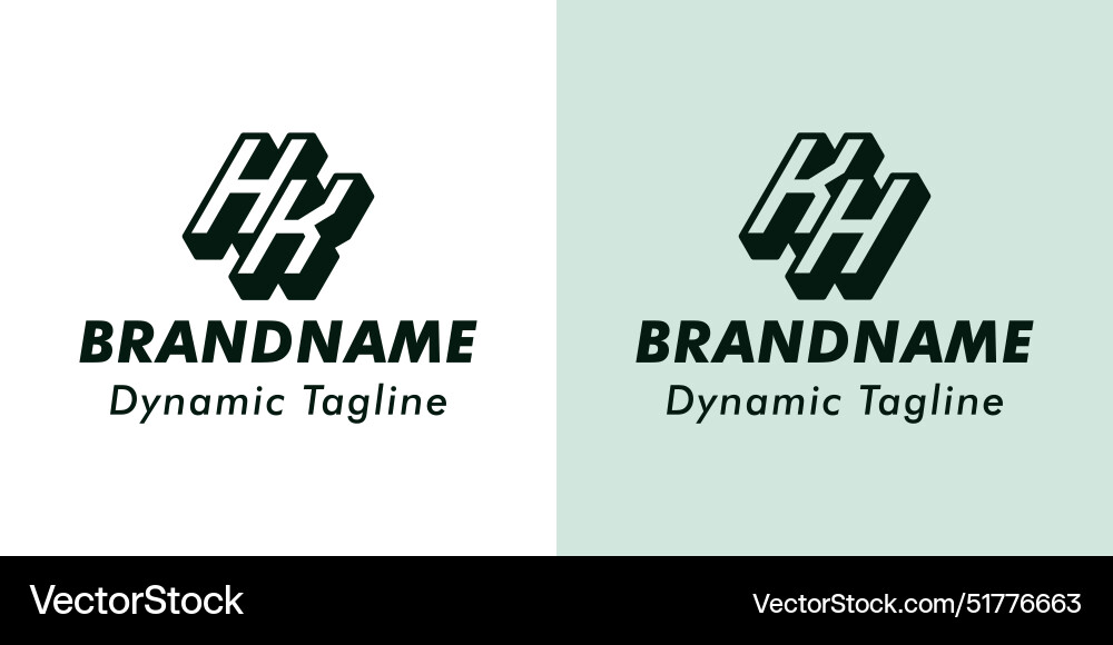 Letters hk and kh 3d monogram logo suitable Vector Image