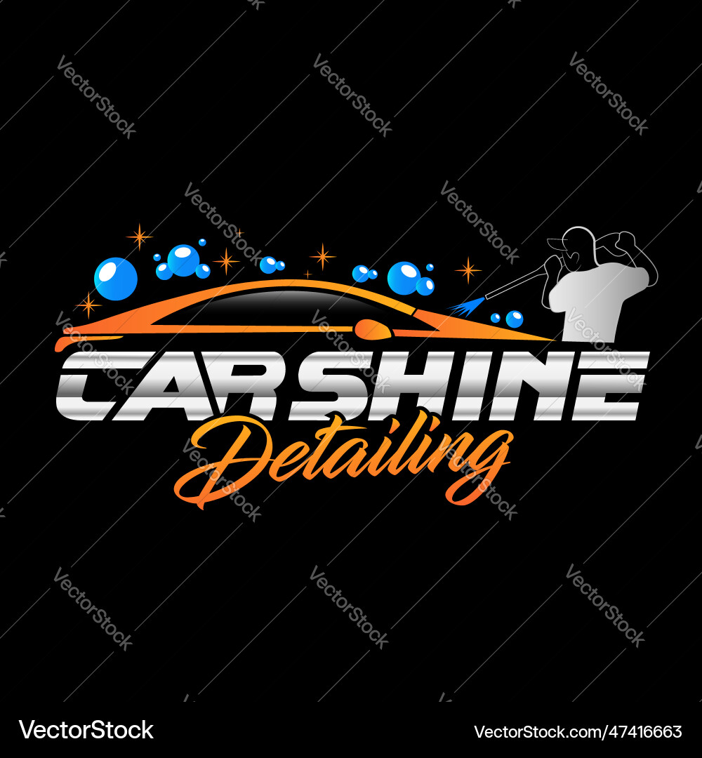 Man washing car logo design Royalty Free Vector Image