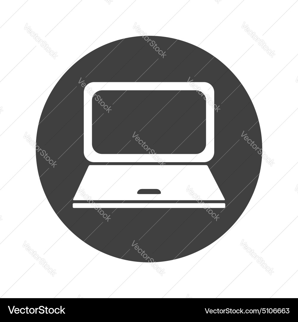 Monochrome round laptop icon Royalty Free Vector Image