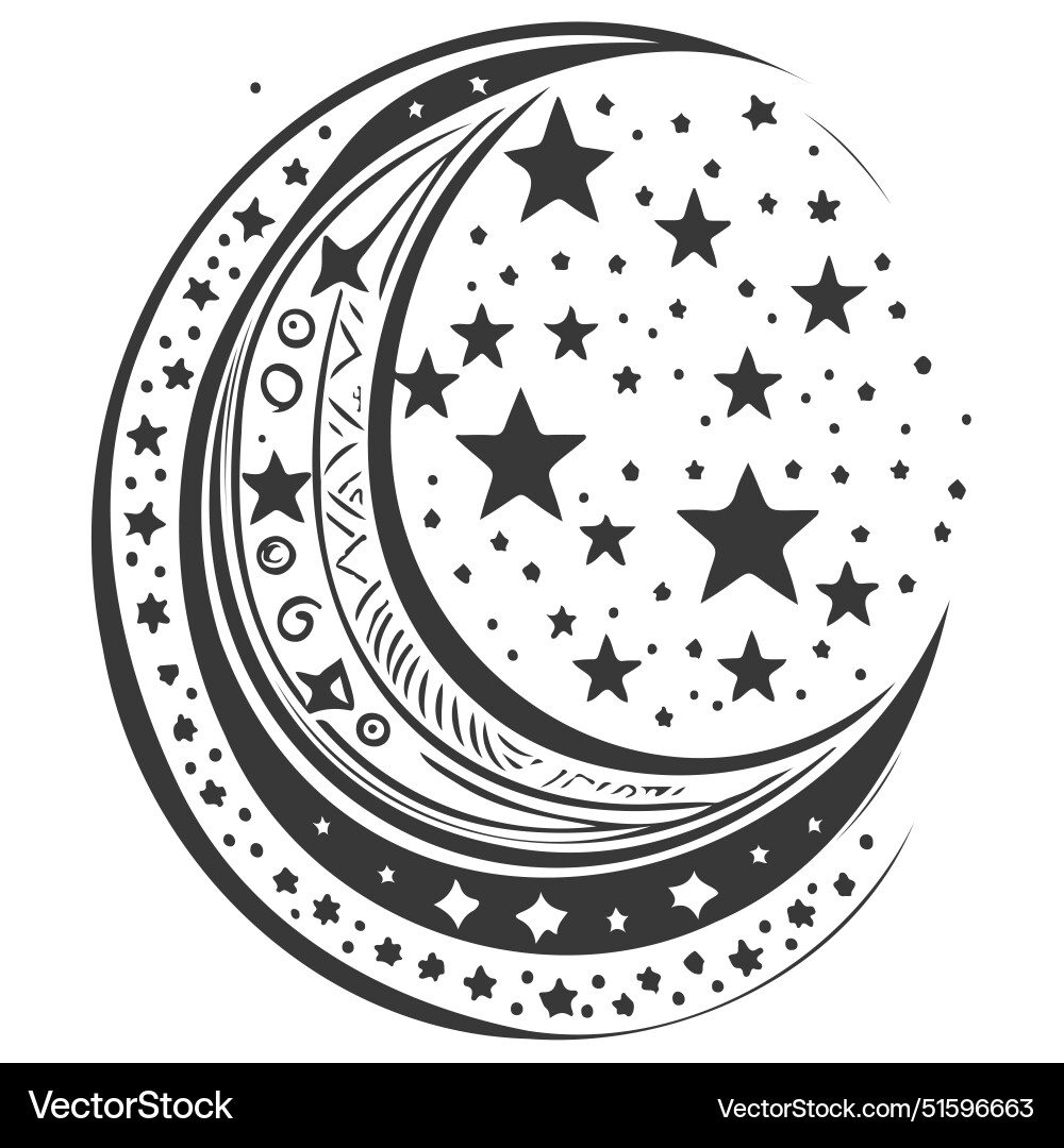 Moon star ramadan arabic islamic grey Royalty Free Vector