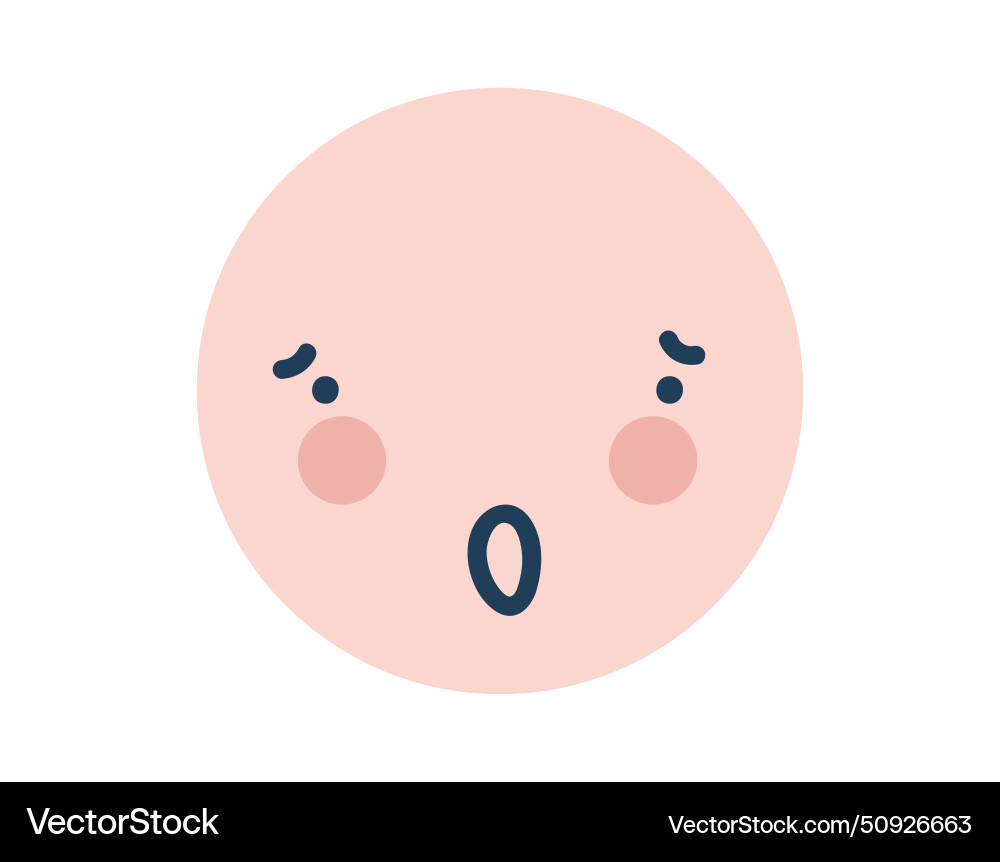 Pink worried round emoji icon object symbol flat Vector Image