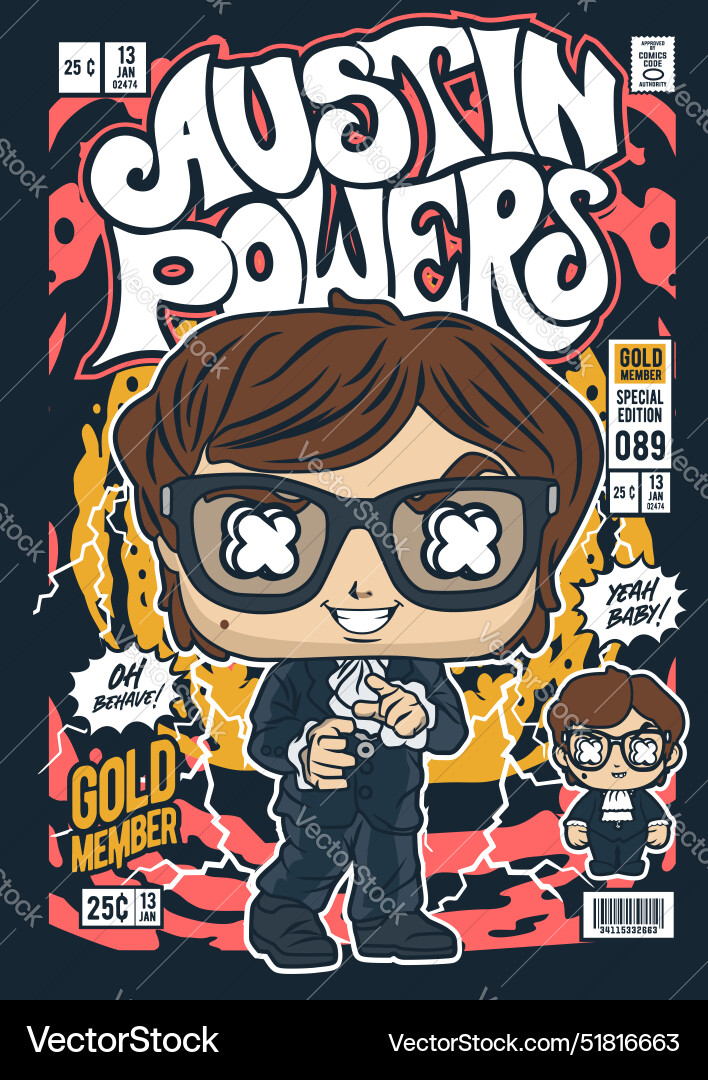Pop art austin powers Royalty Free Vector Image