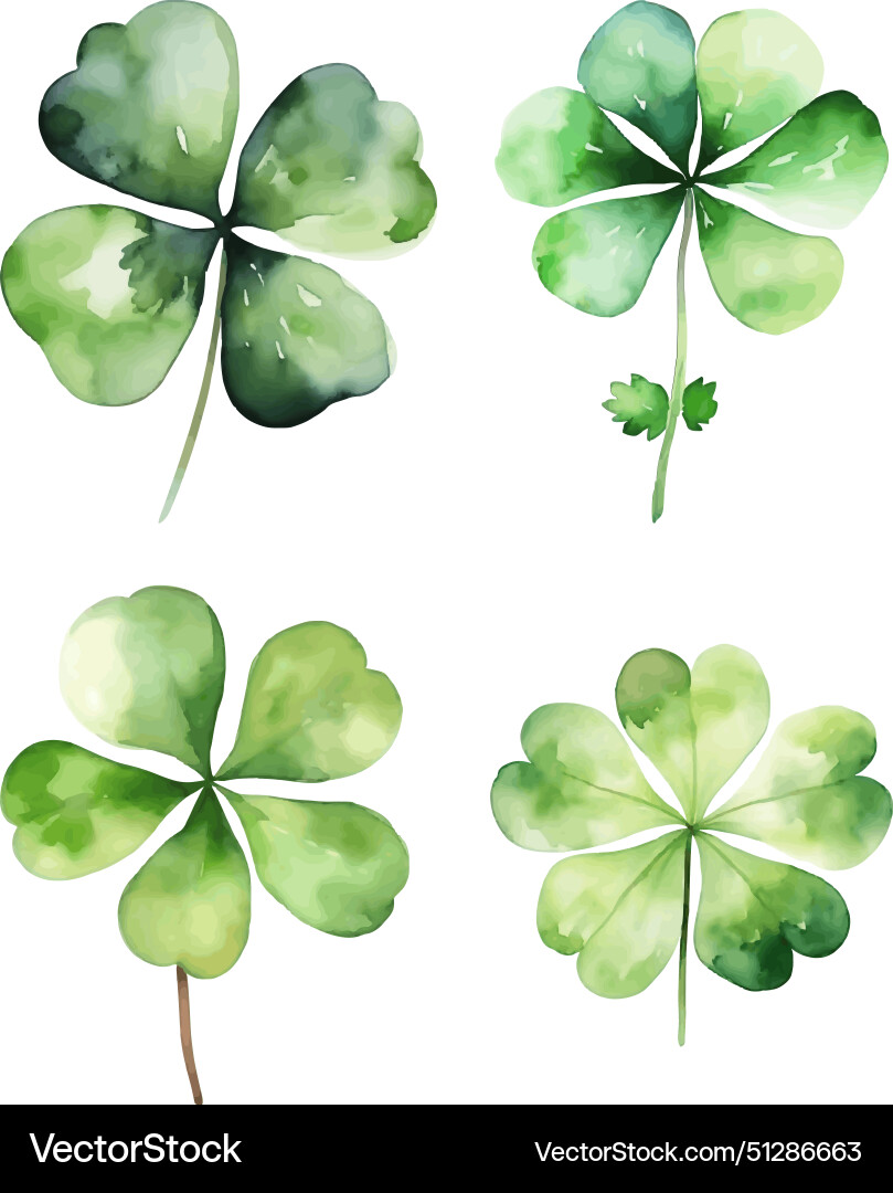 Set of clover watercolor Royalty Free Vector Image