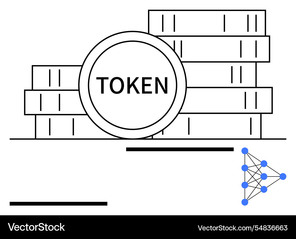 Stack of tokens representing cryptocurrency Vector Image