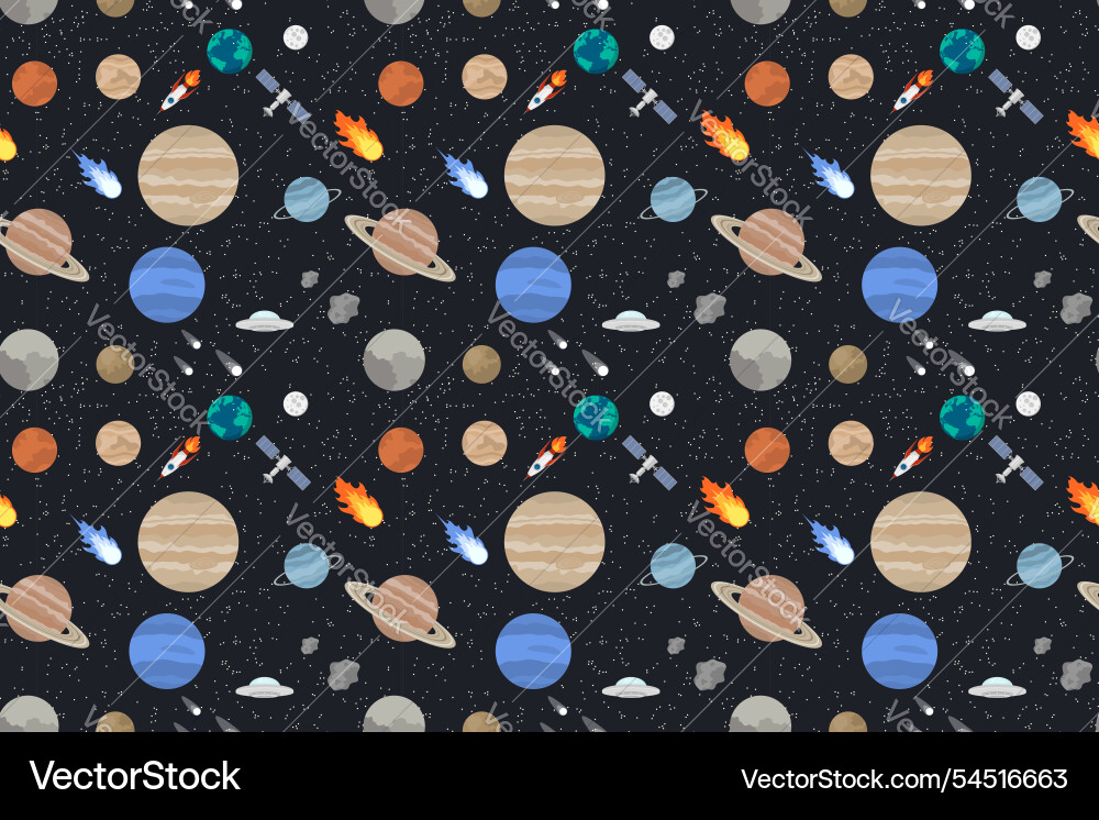 Vibrant and colorful space pattern featuring Vector Image