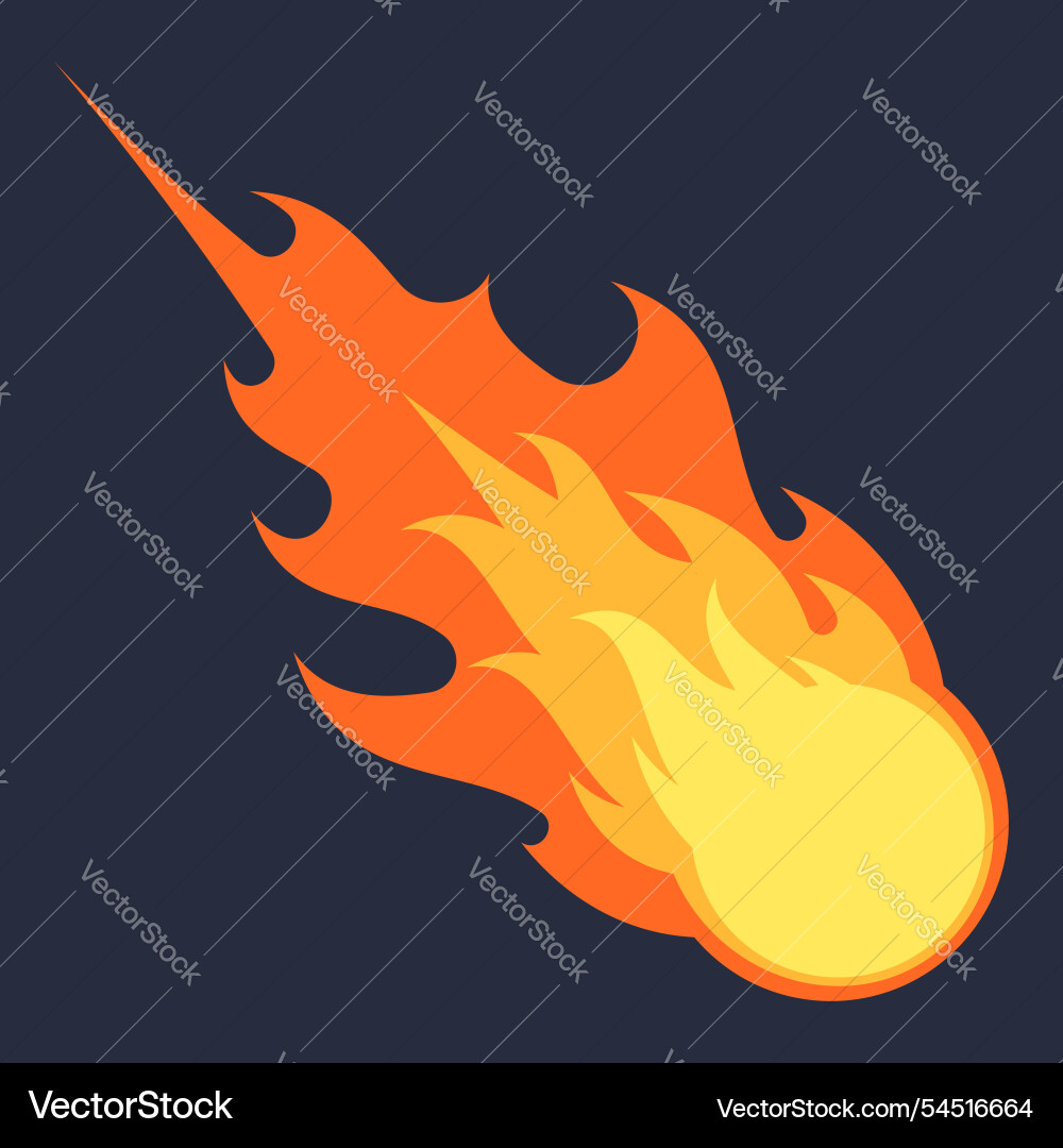 A fiery meteor blazing brightly through the dark Vector Image