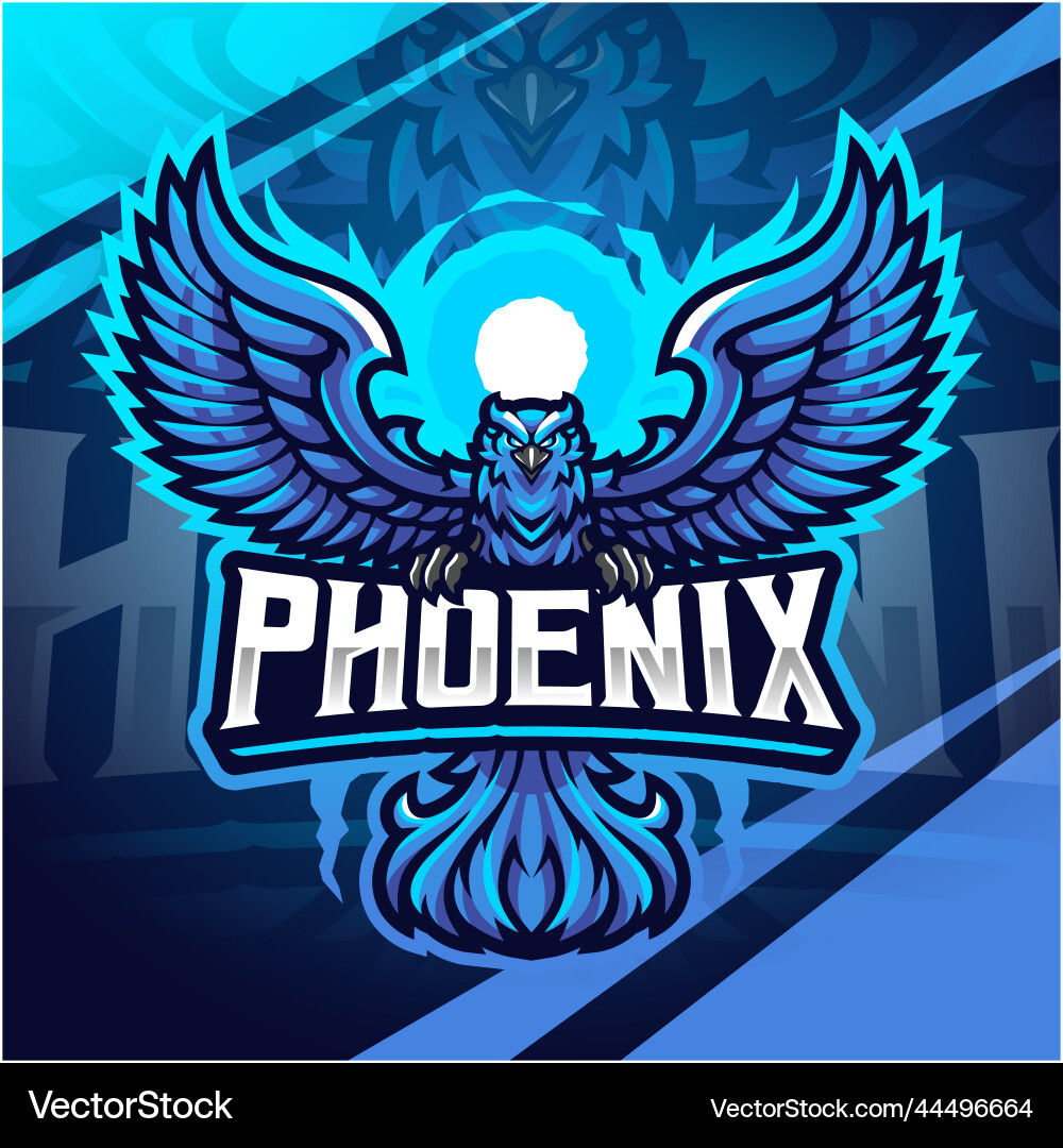 Blue Phoenix Esports Logo Royalty Free Vector Image