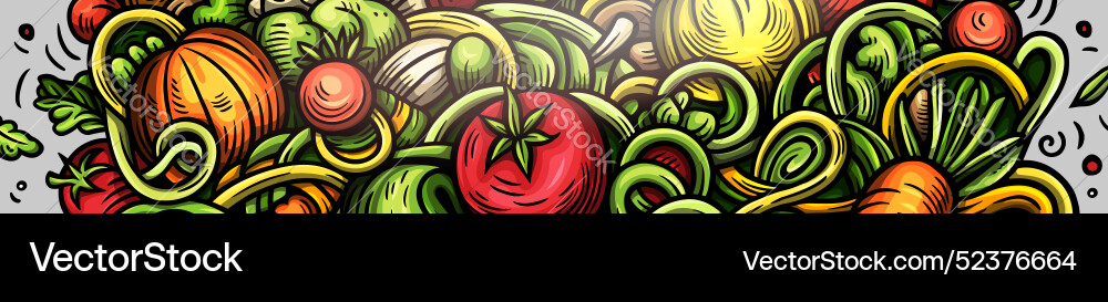 Cartoon doodle vegetables banner background Vector Image