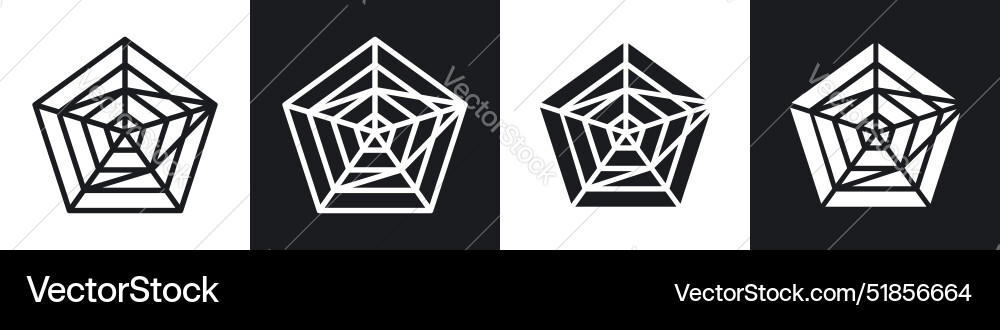 Chart-radar icon set in black and white filld Vector Image