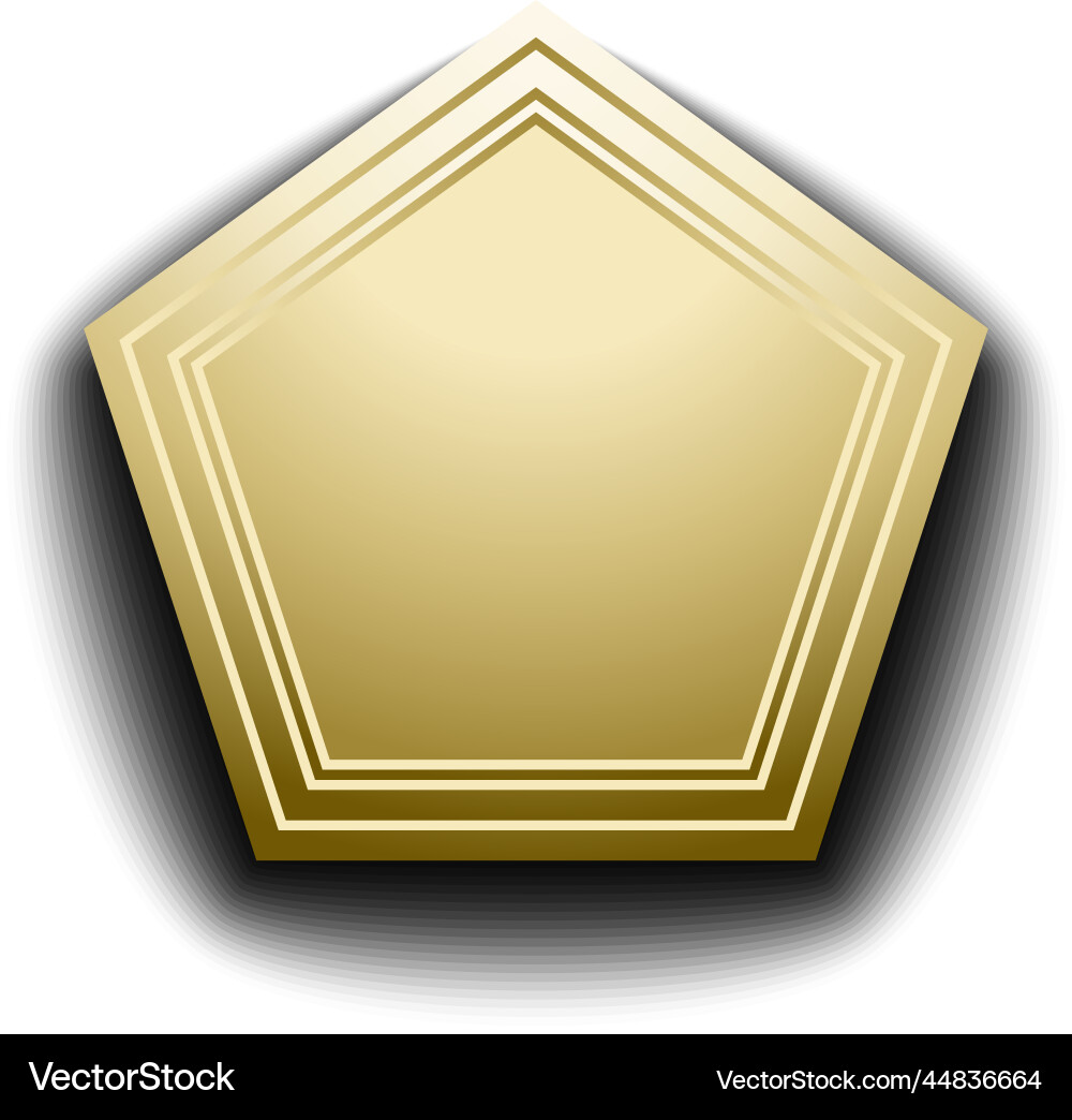 Golden pentagon label realistic metal blank Vector Image