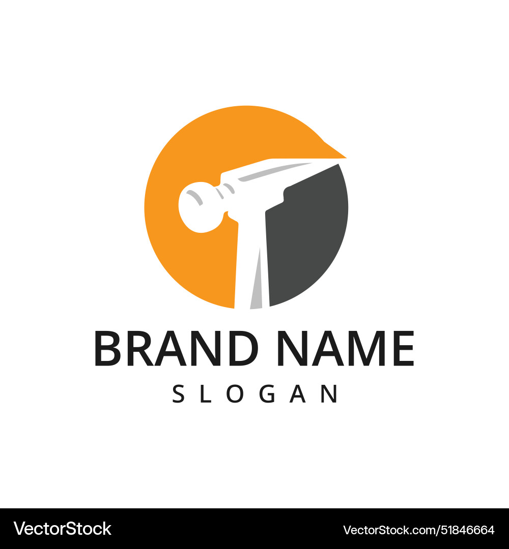 Hammer logo design for tool or construction brand Vector Image