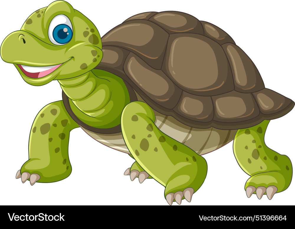 Smiling turtle with a green shell Royalty Free Vector Image