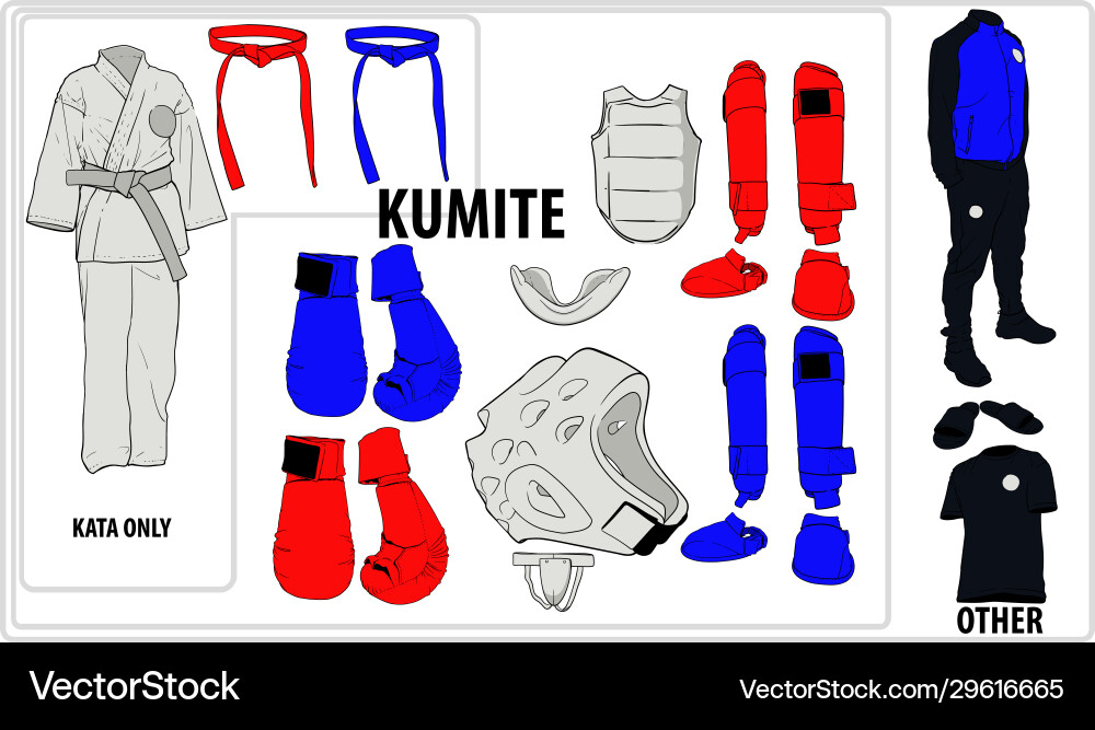 A set most necessary equipment for karate Vector Image