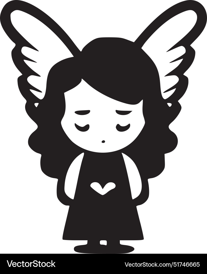 Angel - minimalist and flat logo Royalty Free Vector Image