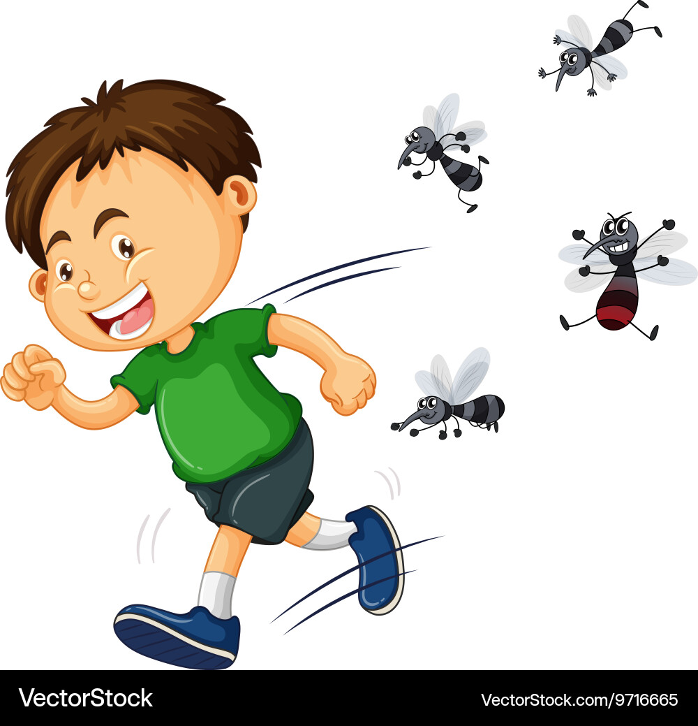 Boy get bitten by mosquitos Royalty Free Vector Image