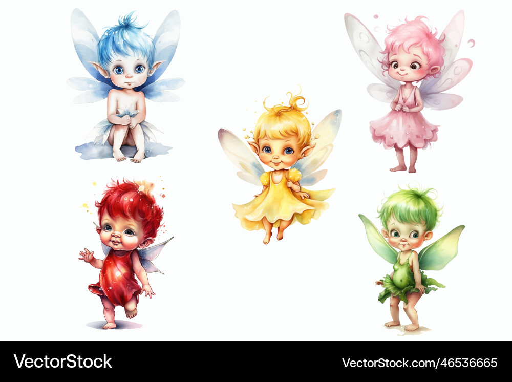 Colorful Fairy Set Royalty Free Vector Image - VectorStock
