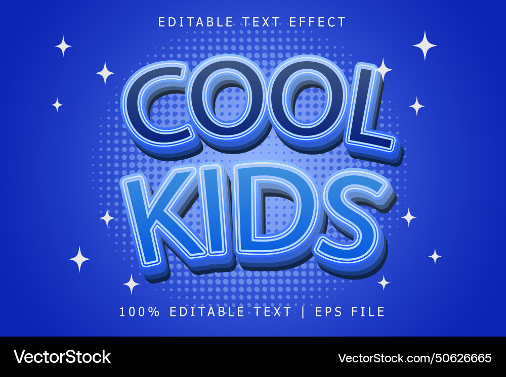Cool kids editable text effect 3 dimension emboss Vector Image