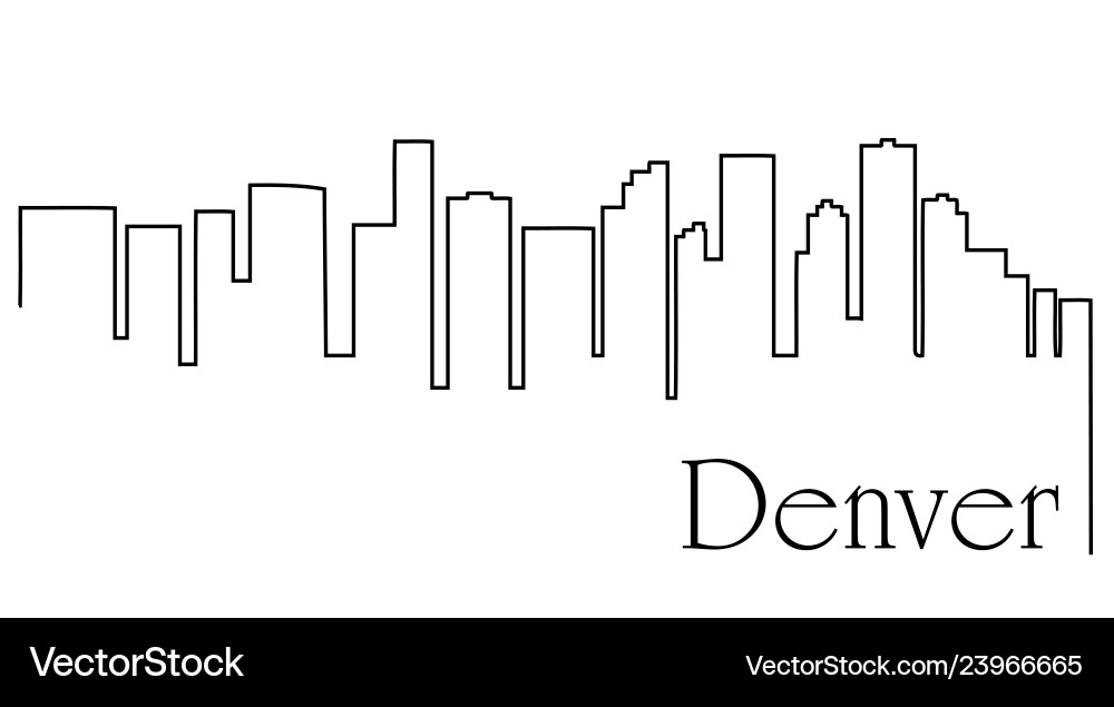 Denver Skyline - Single Line Drawing Royalty Free Vector