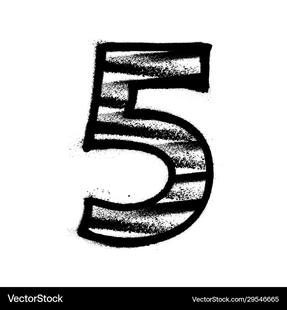 Digit 5 graffiti alphabet with spray lines Vector Image