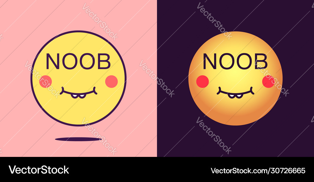 Emoji face icon with phrase noob unskilled Vector Image