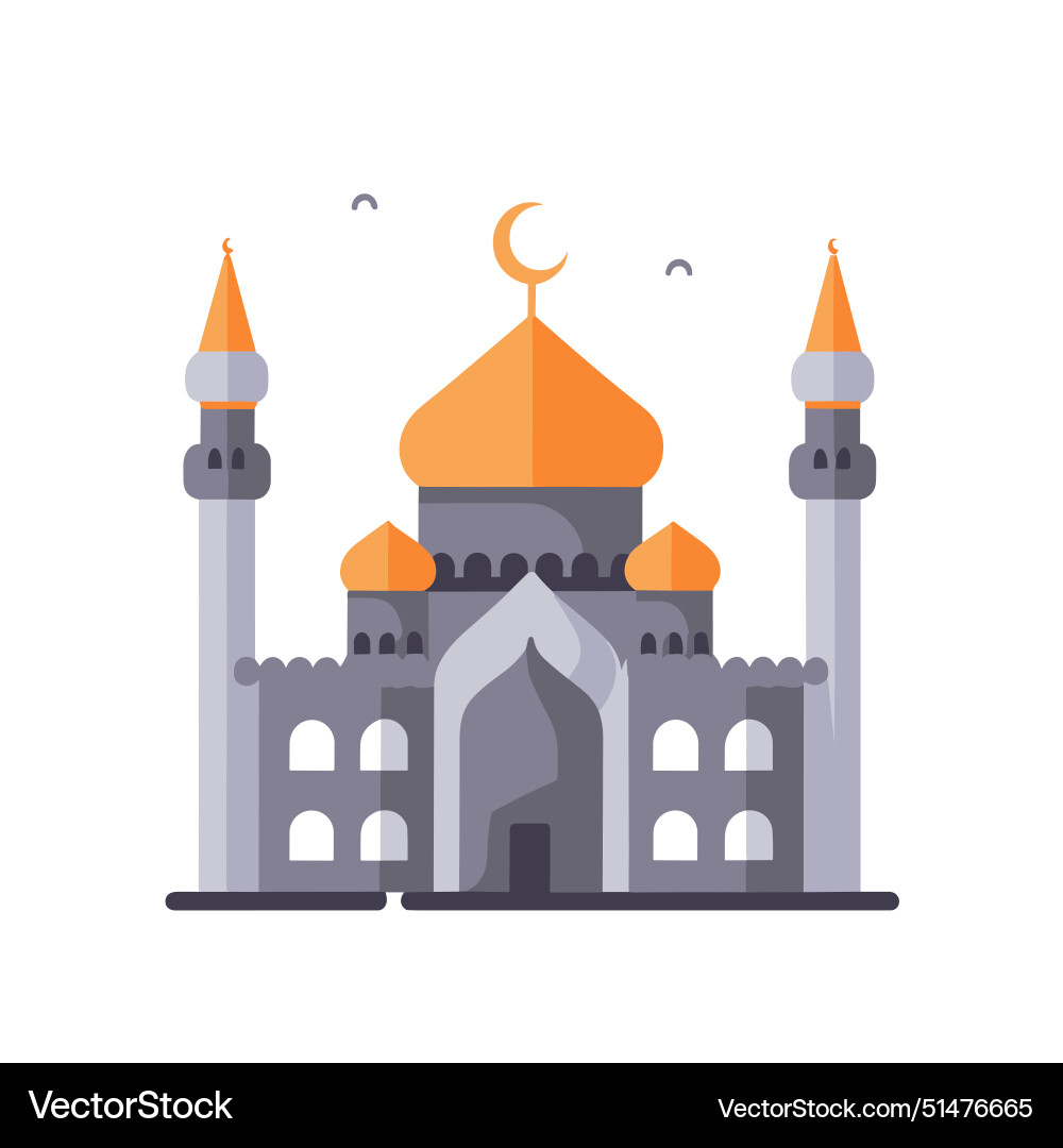 Flat islamic mosque building Royalty Free Vector Image