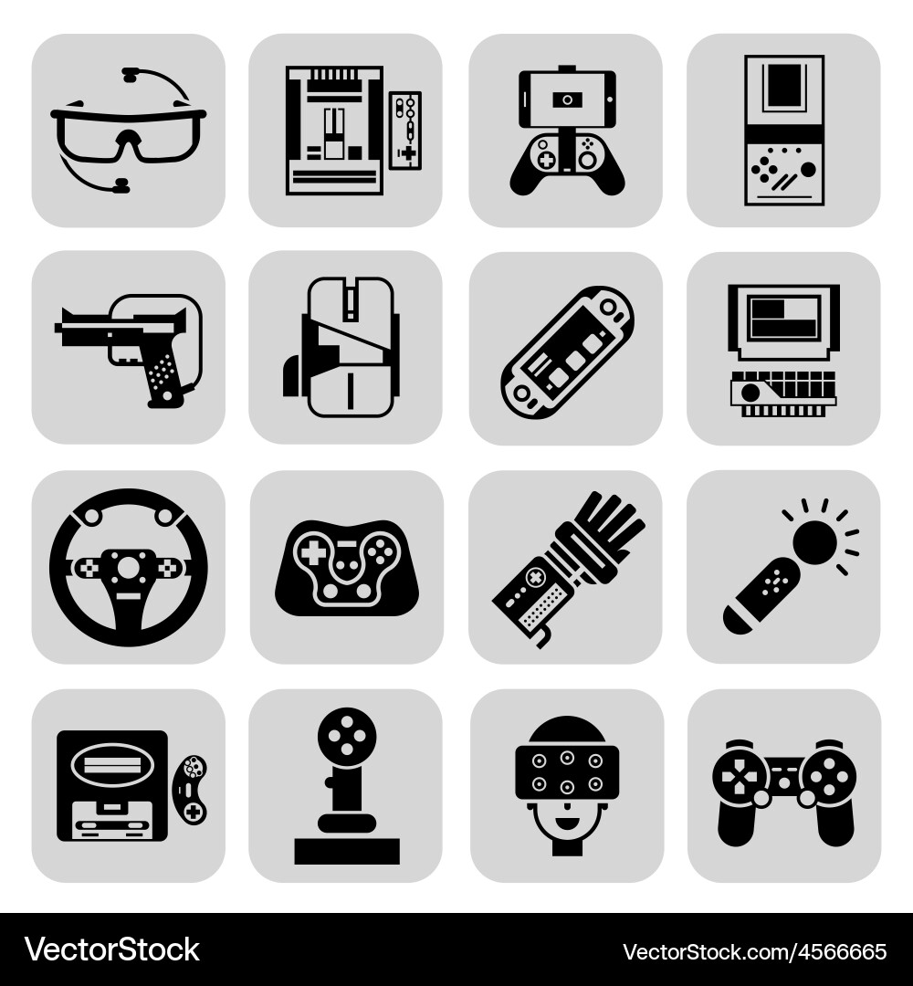 Gaming gadgets black Royalty Free Vector Image