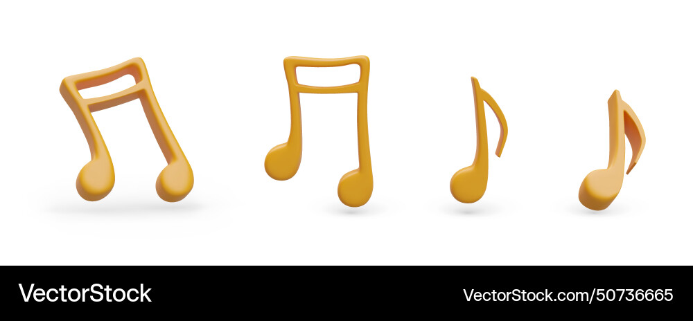 Golden musical notes in different positions set Vector Image