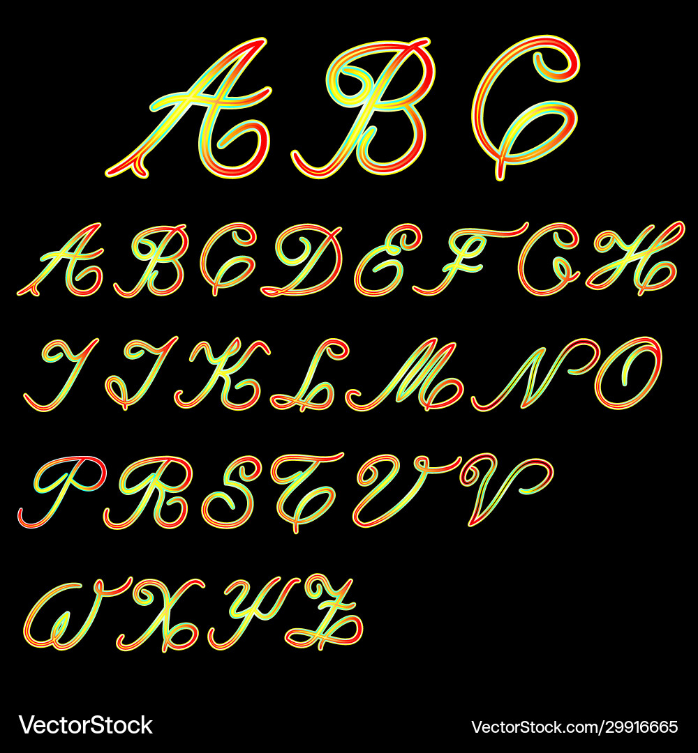 Hand drawn alphabet calligraphy Royalty Free Vector Image