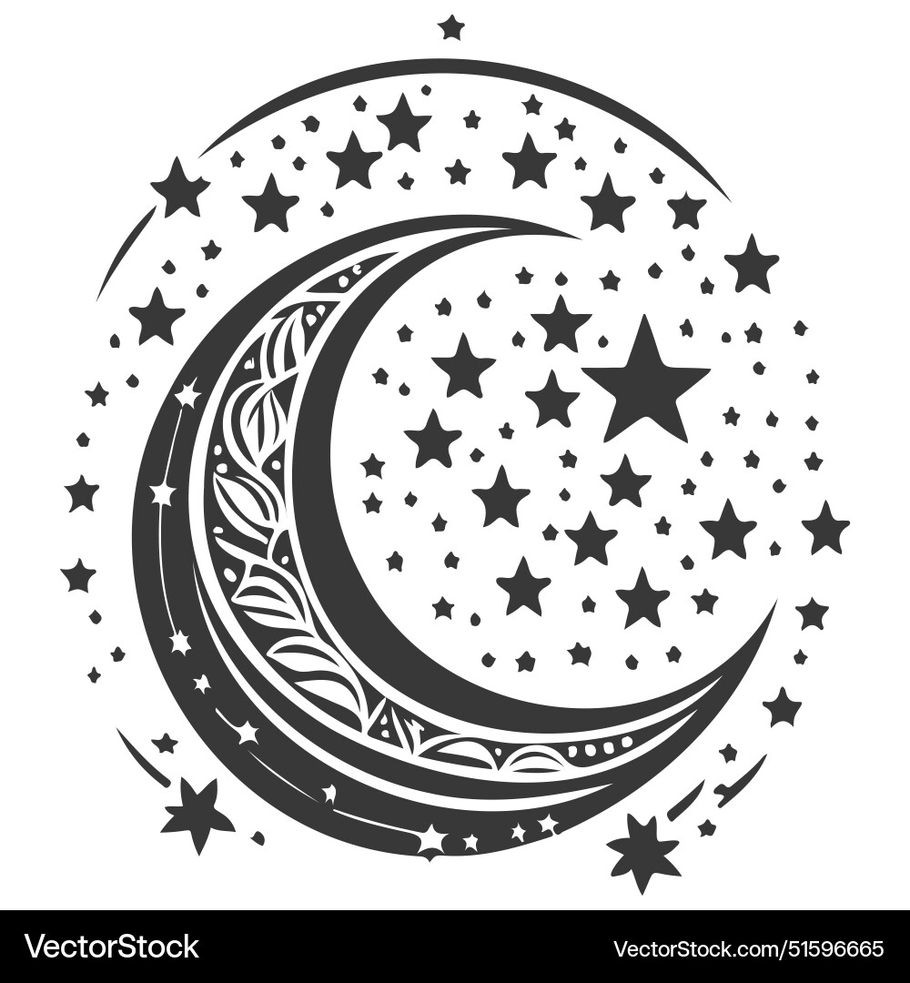 Moon star ramadan arabic islamic grey Royalty Free Vector