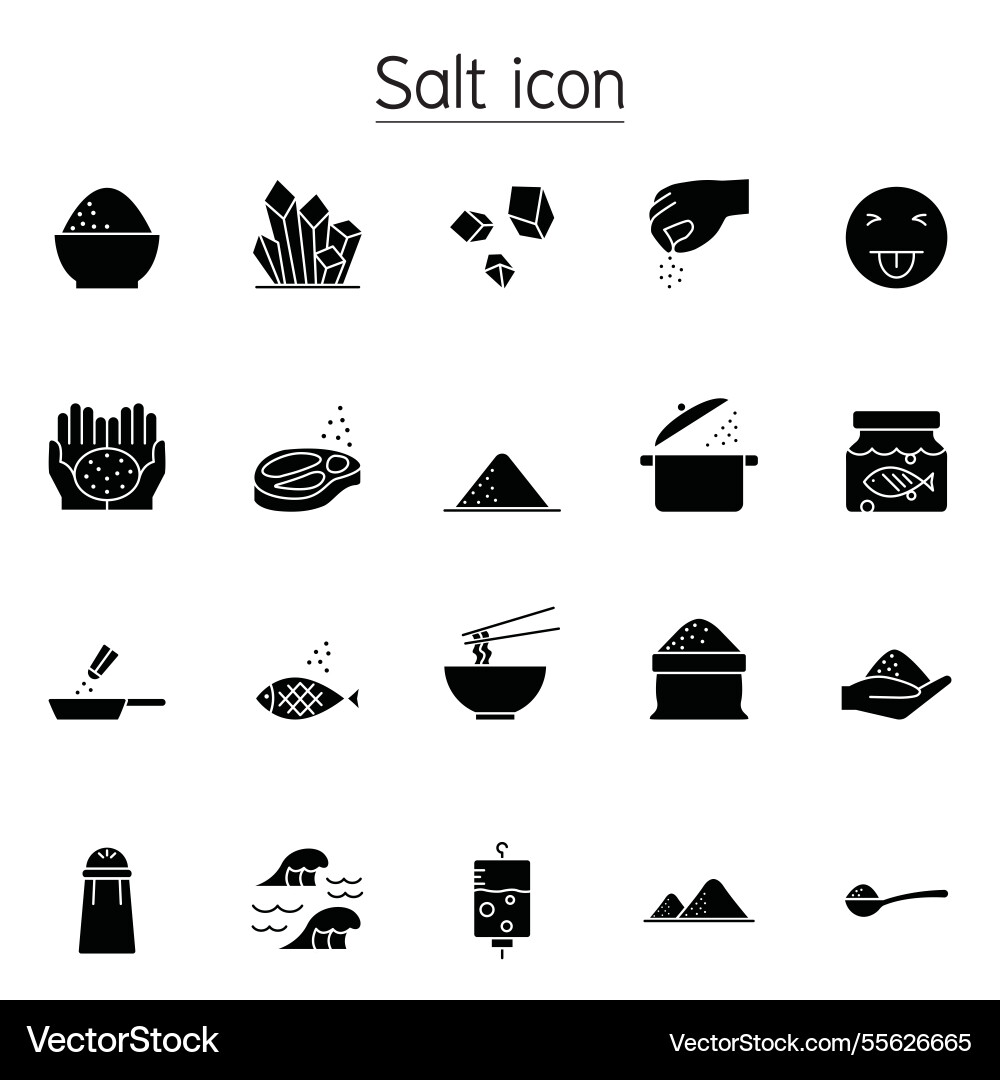 Salt icon set in glyph style Royalty Free Vector Image