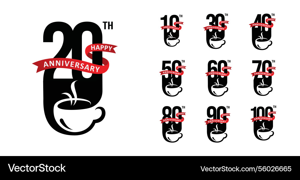 Set of anniversary coffee number Royalty Free Vector Image