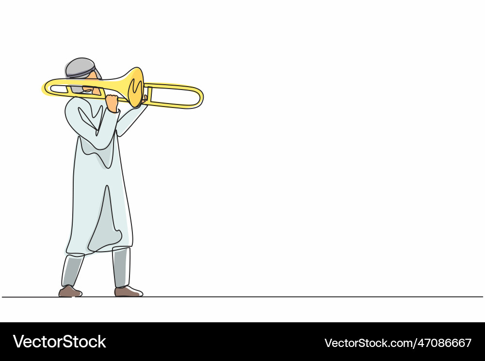 Continuous one line drawing arabian trombone Vector Image
